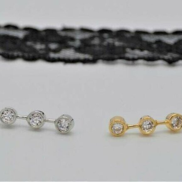 Jewelry | Solid 14k Yellow Or White Gold Belly Button Dangle Cz Bezel ...